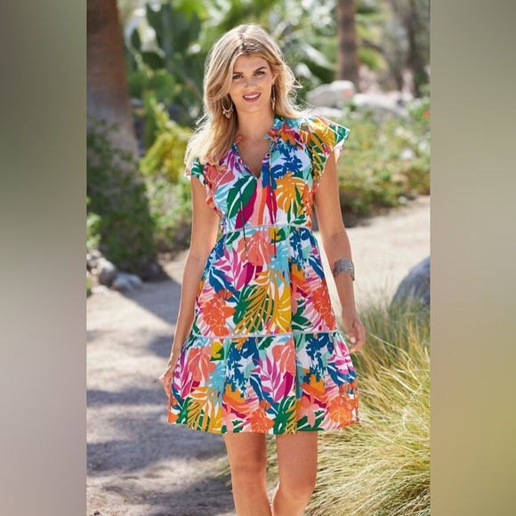 Boston Proper | Dresses | Boston Proper Abstract Forest Tiered Shift ...